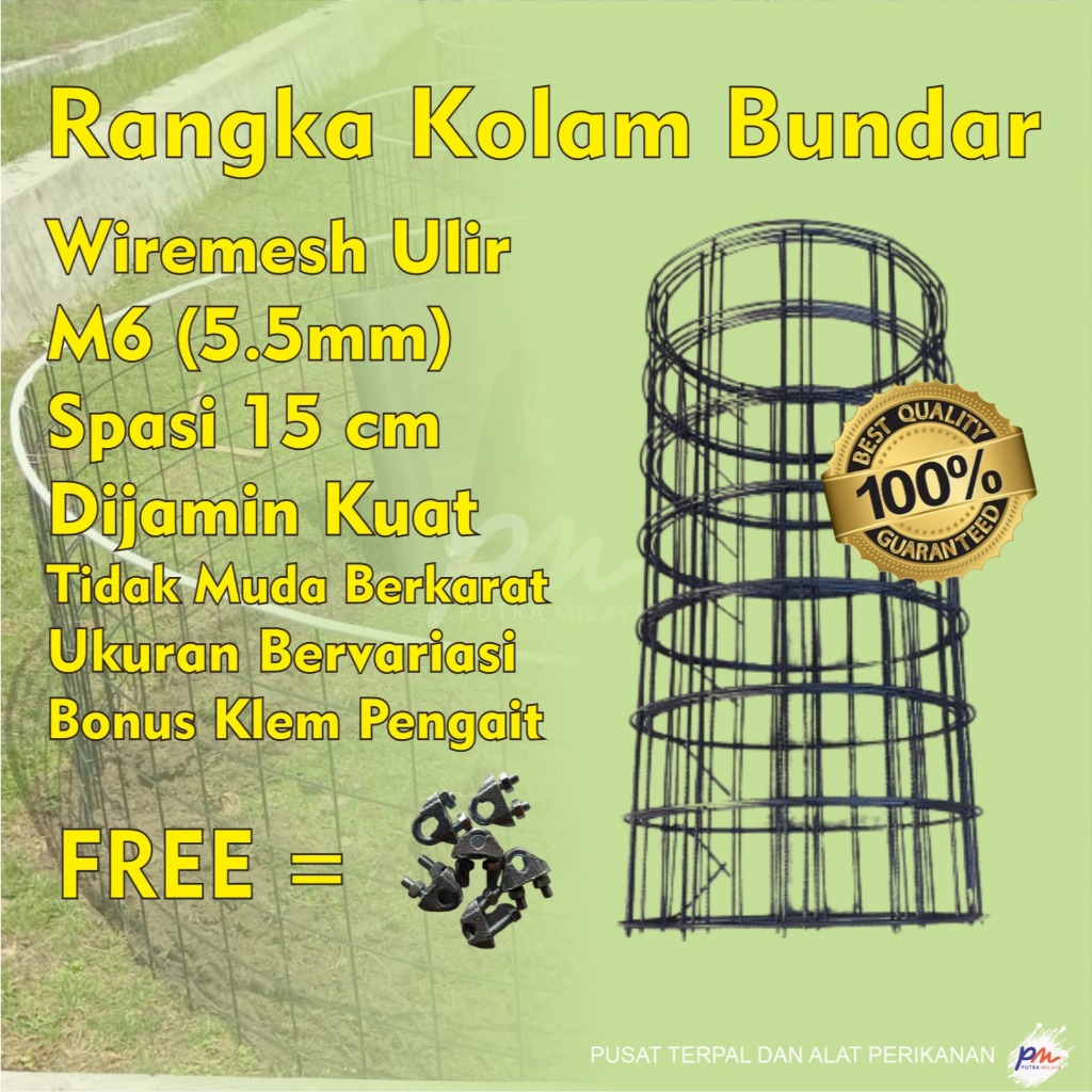 Jual Rangka kolam bundar Diameter 3 meter tinggi 1 meter besi ulir M6 ...