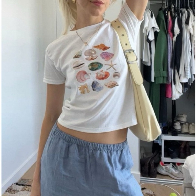 Jual seashell crop top y2k baby tee vintage aesthetic coquette retro ...