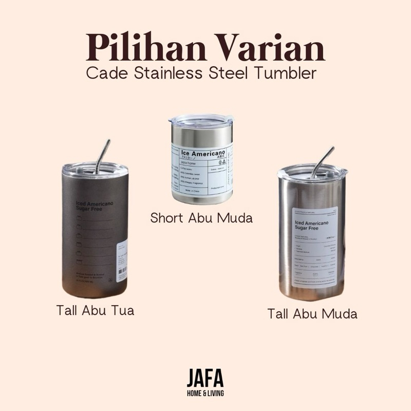 Jual [JAFA] CADE Gelas Tumbler Berbahan Besi Premium Aesthetic Elegant ...