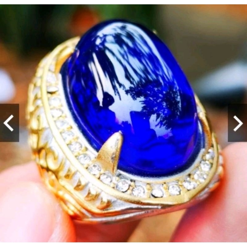 Jual Batu permata blue siam Bangkok model oval jumbo | Shopee Indonesia
