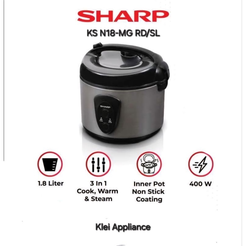 Jual SHARP Rice Cooker KS-N18MG RD SL 1.8 Liter 3 in 1 Garansi Resmi ...