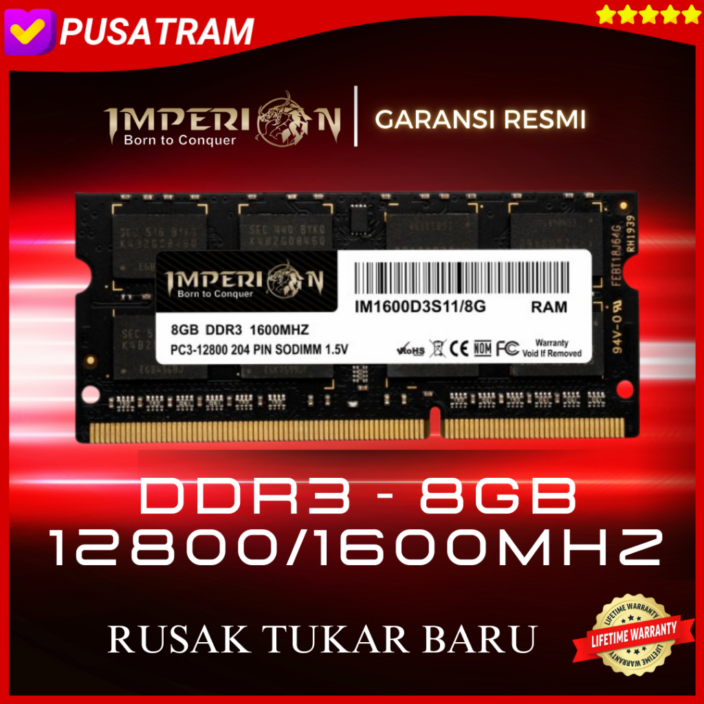 Jual RAM IMPERION DDR3 8GB 1600 MHz PC12800 RAM LAPTOP SODIMM GARANSI ...