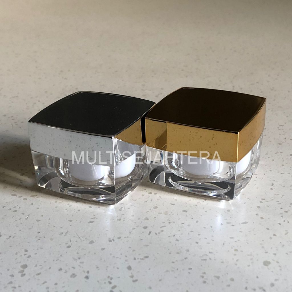Jual POT CREAM AKRILIK KOTAK 10GR / AKRILIK SQUARE JAR SILVER GOLD 10GR ...
