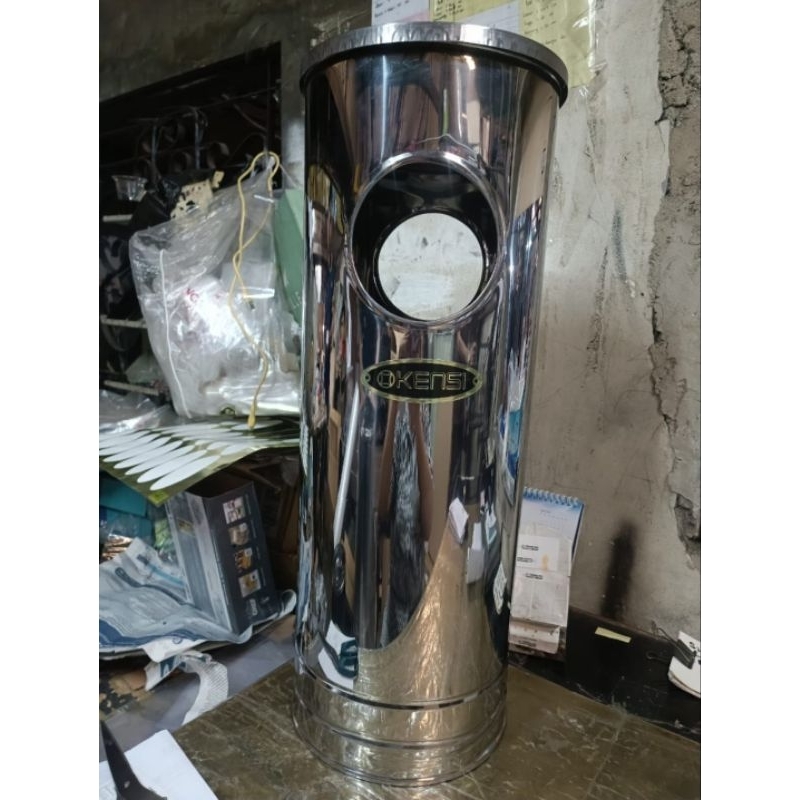 Jual Salee Kensi 503 Standing dustbin stainless Hitam/ Tong sampah ...