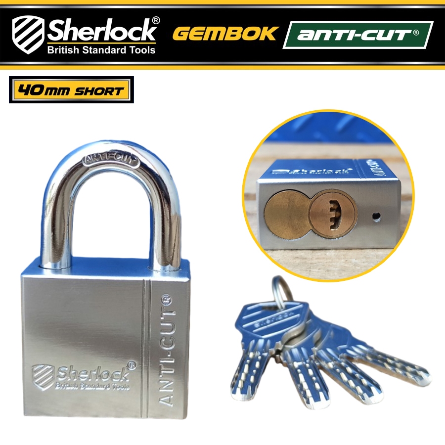 Jual Gembok Sherlock Original Anti Cut 40 mm Pendek Anti Maling ...
