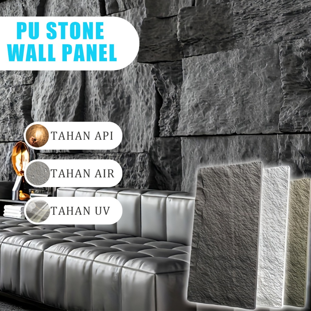 Jual PU stone wall panel batu alam Tekstur Natural untuk Dekorasi 3D PU Stone Rock Panel 60 ...