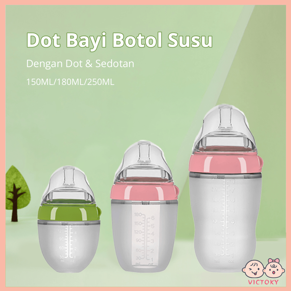 Jual VICTOKY Dot Bayi Botol Susu Bayi Bahan Silikon Feeding Bottle Wide ...