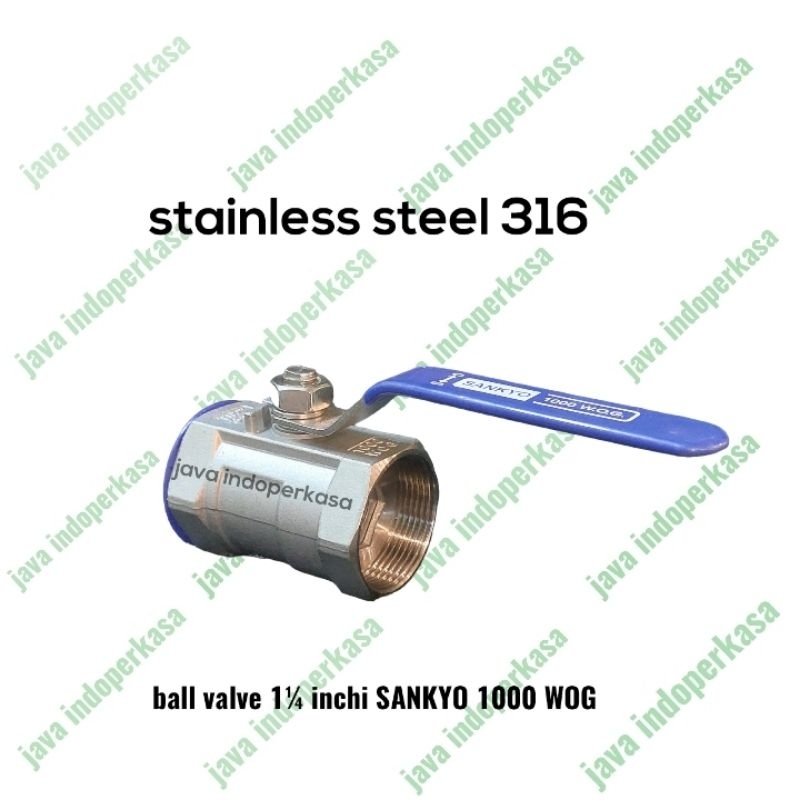 Jual SANKYO 1000 WOG ball valve 1 1/4 inch stop kran stainless 316 anti karat | Shopee Indonesia