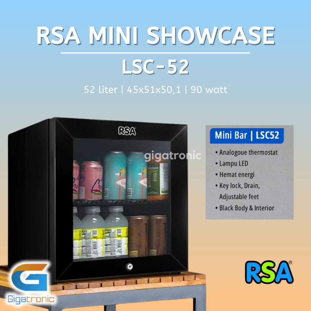 Jual Kulkas Mini Bar RSA 52 Liter LSC52 Portable Showcase Cooler ...