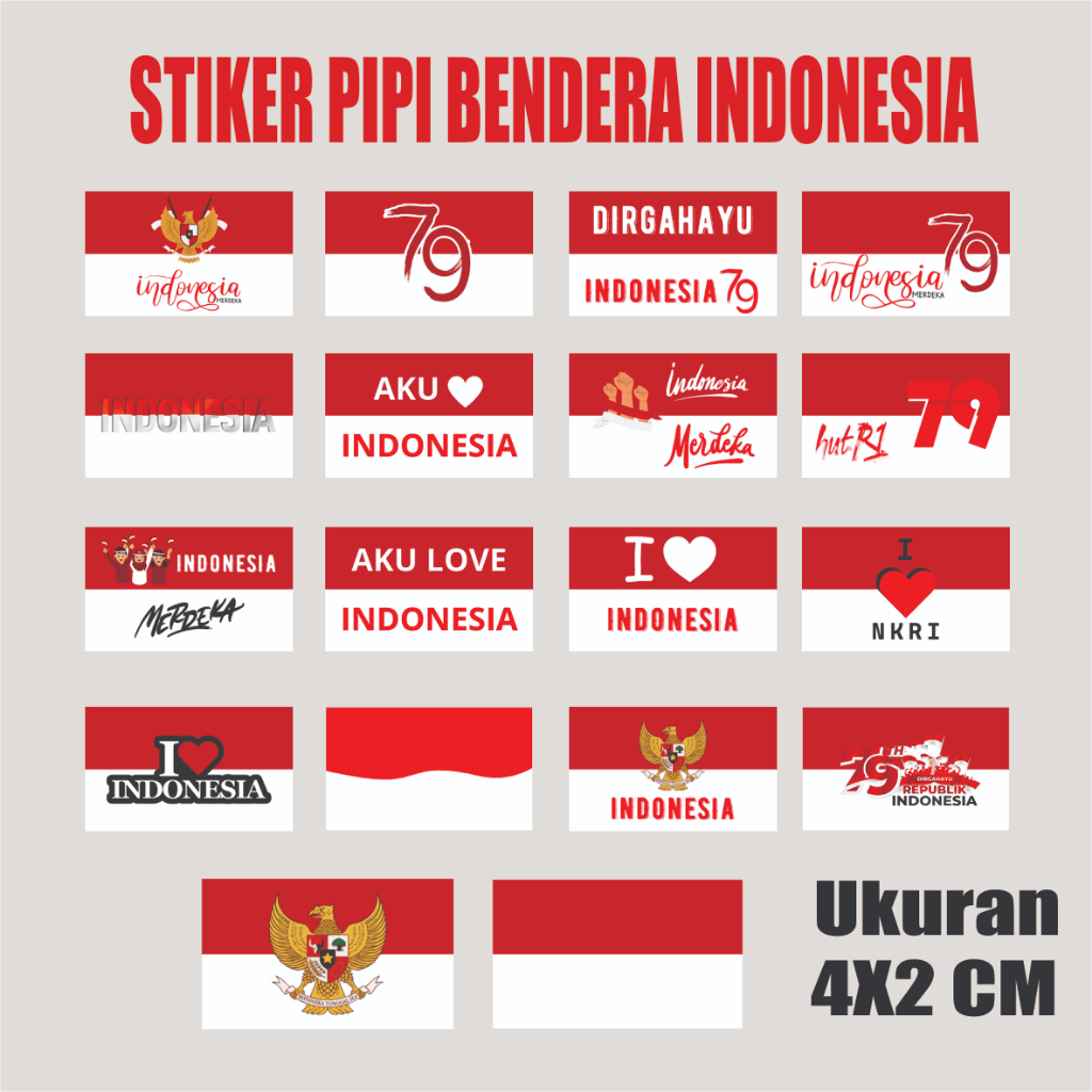 Jual STIKER BENDERA MERAH PUTIH ISI 10 PCS/STIKER PIPI HUT RI/ STIKER ...