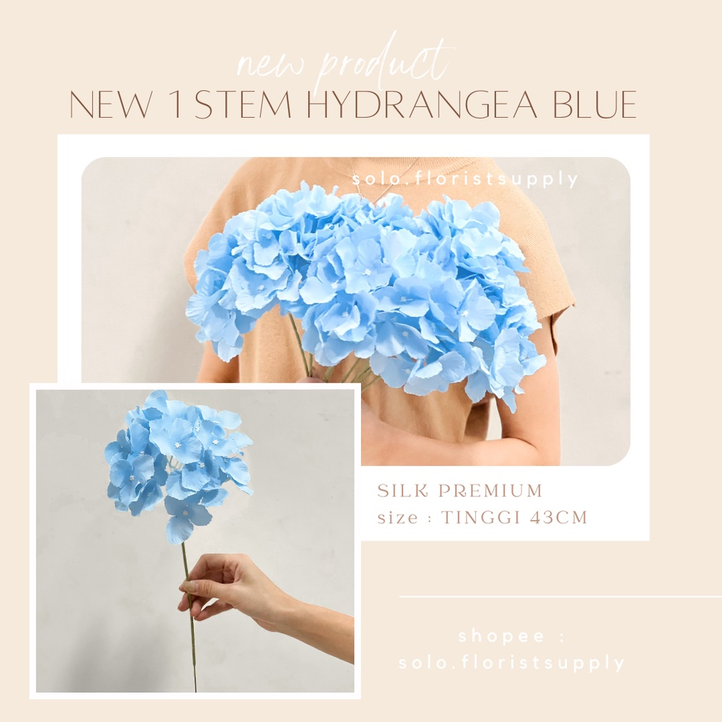 Jual 1 STEM Hydrangeas Artificial 1 Tangkai Bunga Plastik Buatan Hiasan ...