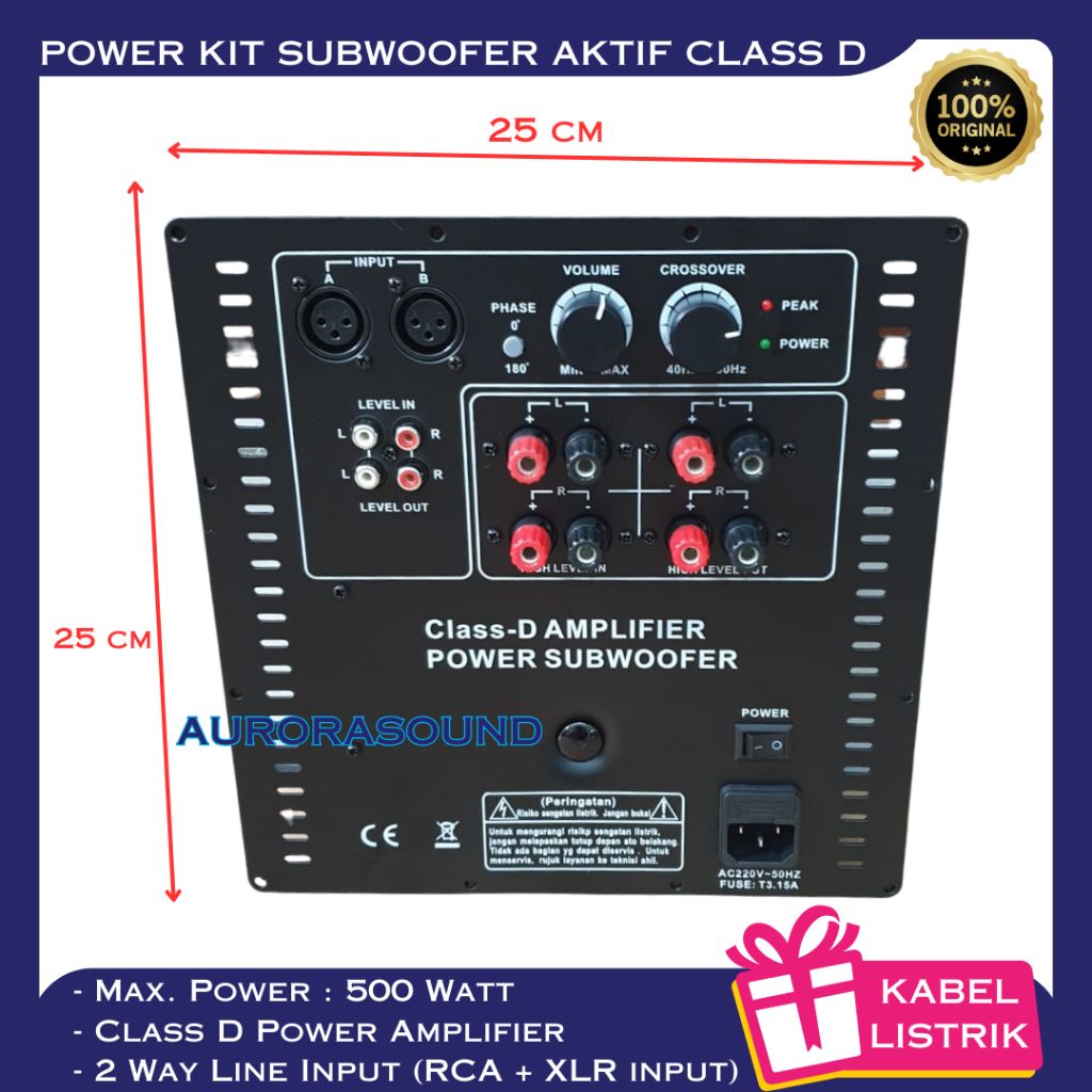 Jual POWER KIT MESIN SUBWOOFER AKTIF CLASS D AMPLIFIER AMPLI SUB ACTIVE ...