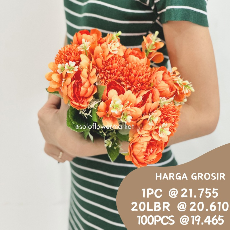 Jual PEONY MIX POMPOM Artificial Flower buket Home Wedding Table ...