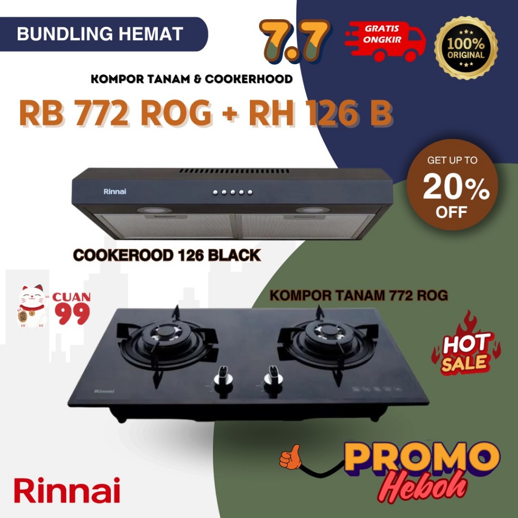 Jual Paket Kompor Rinnai RB 772 ROG + Cooker Hood Rinnai RH 126 B KHUSUS GOSEND/INSTANT | Shopee ...
