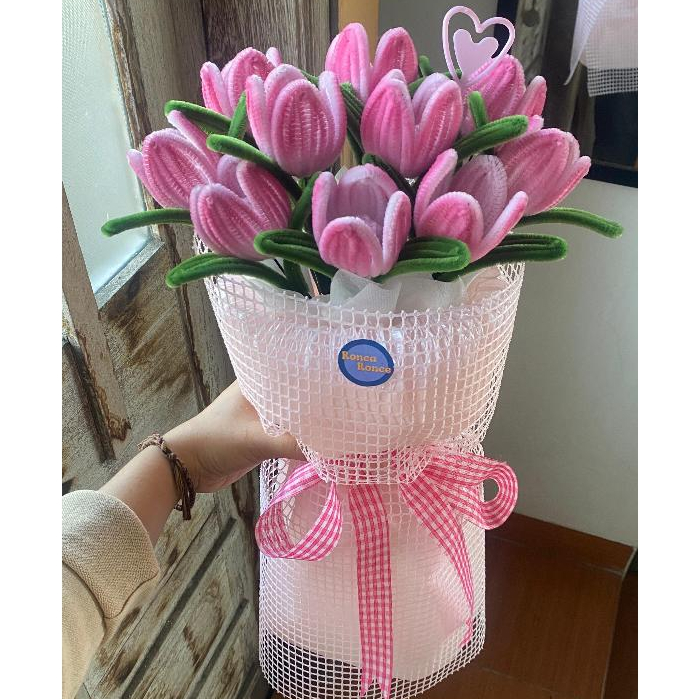 Jual Round Tulip Bouquet I Buket Kawat Bulu I Buket Pipe Cleaner Pipe ...