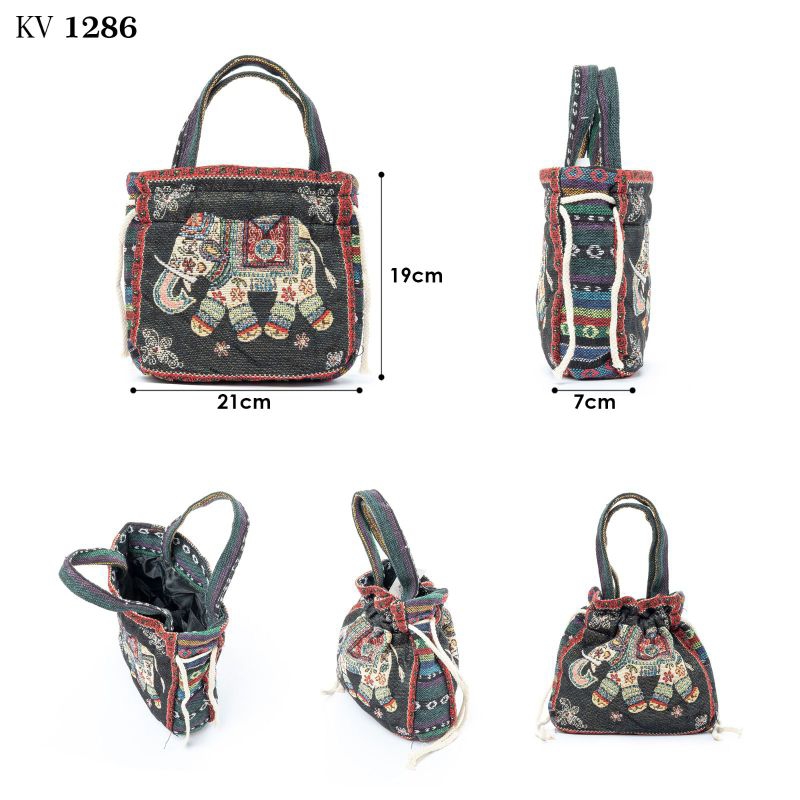 Jual NEW!! Tas serut mini kanvas oleh oleh bangkok thailand // tas ...