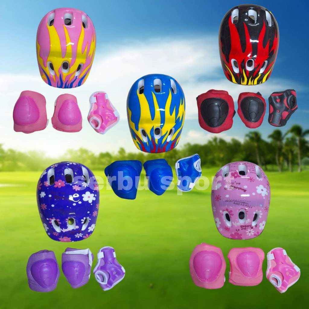 Jual HELM HELMET SEPEDA SEPATU RODA ANAK DAN DEKER PELINDUNG SATU SET ...