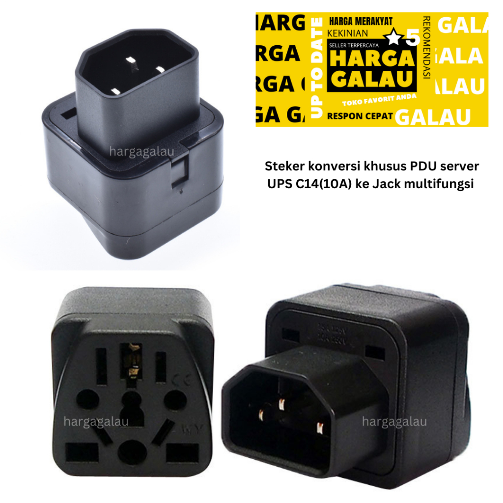 Jual Colokan kaki 3 PDU Jack Konverter UPS IEC320 C13 C4 Converter CEE ...