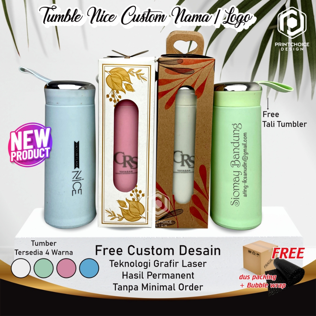 Jual Botol Minum Tumbler Kaca Nice Polos atau Custom 400ml Box Souvenir ...