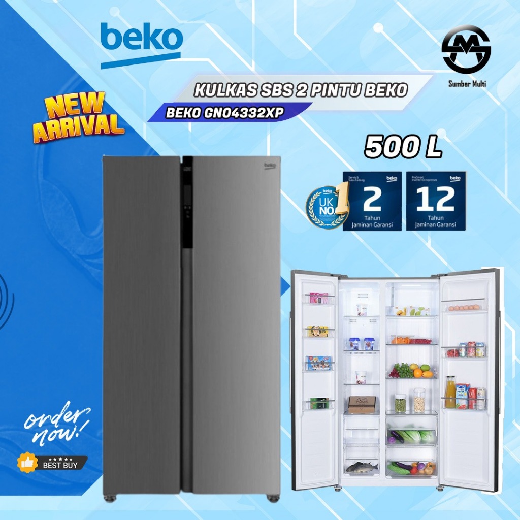 Jual KULKAS BEKO SIDE BY SIDE 500 LITER GNO4332XP | Shopee Indonesia