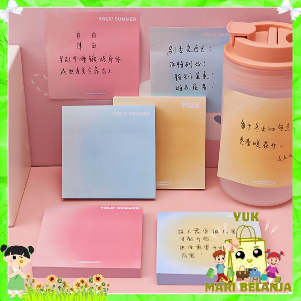 Jual YMB Sticky Notes Gradasi Lucu Polos 50 Lembar Memo Tempel Gradasi ...