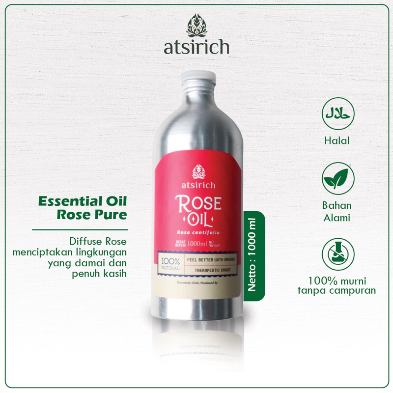 Jual Minyak Atsiri Aroma Terapi Bunga Mawar 1000ml Essential Oil Rose ...
