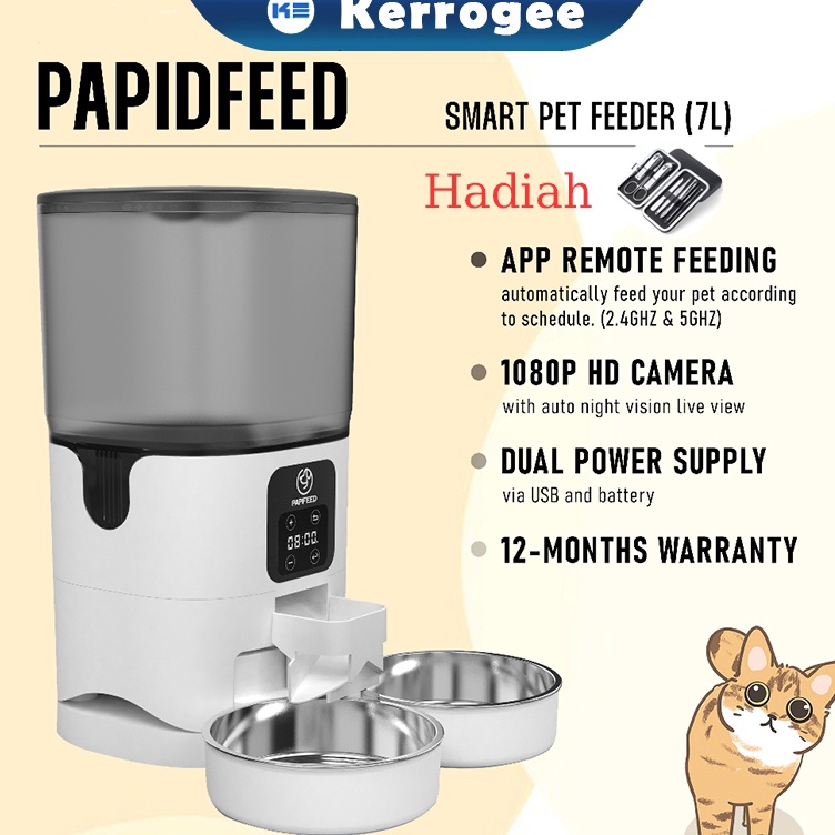 Jual KODE U82E Free Gunting kukuPapifeed 6L Automatic Pet Feeder APP ...
