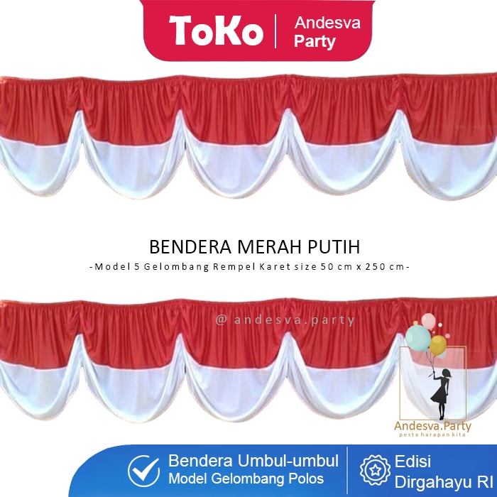 Jual Bendera Merah Putih 5 Gelombang / Bendera Kain Merah Putih ...