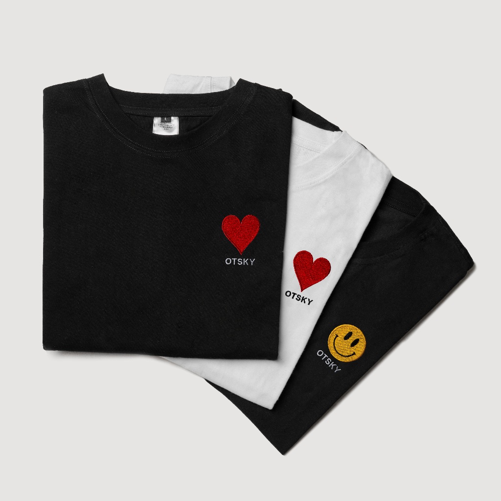 Jual Otsky Kaos Pria Logo Bordir Heart Series Cotton 24s | Shopee Indonesia