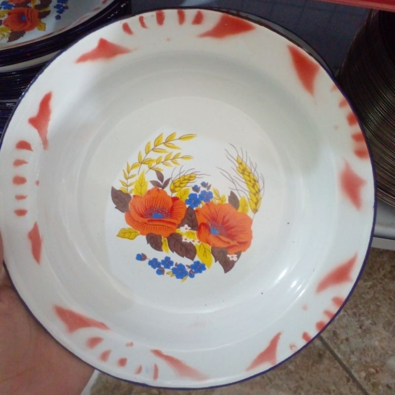 Jual Free bubble PIRING SENG MOTIF BUNGA / PIRING JADUL 22 cm ANTI ...