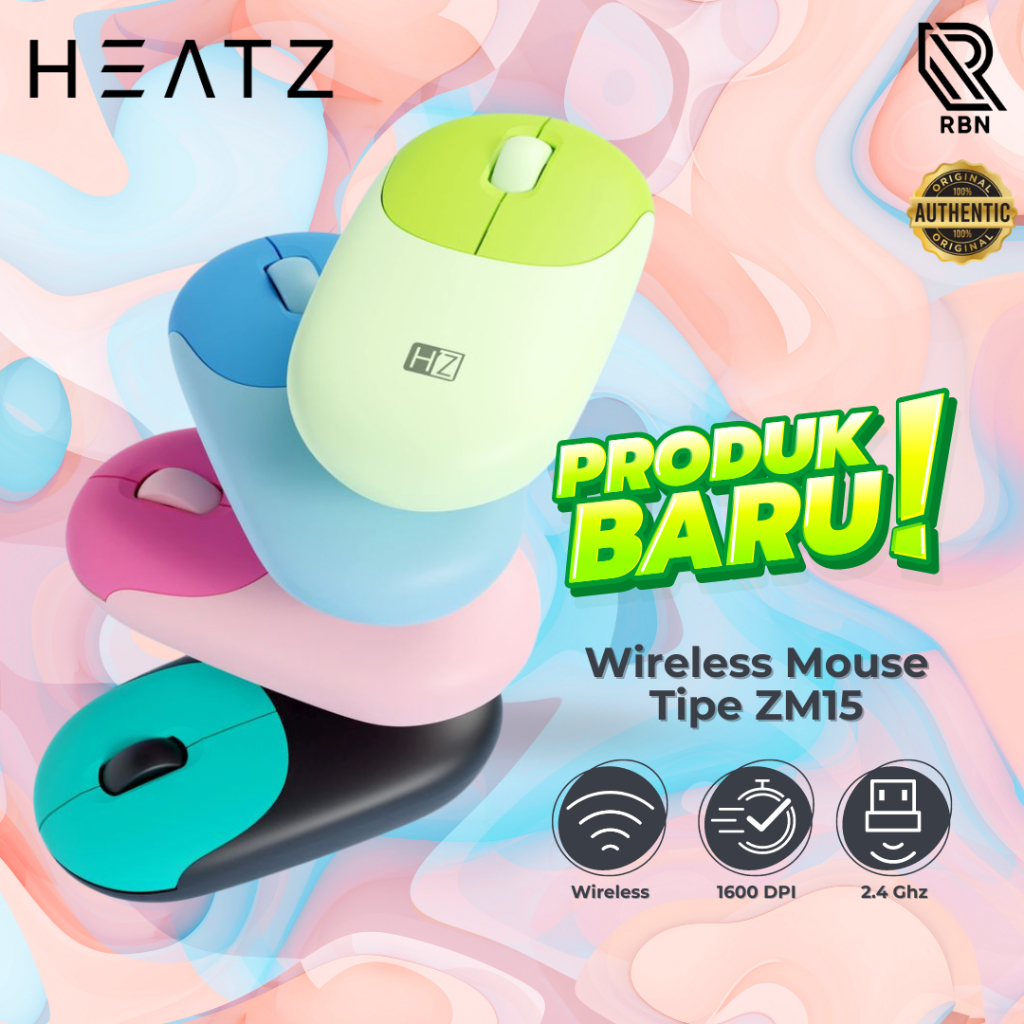 Jual Mouse Wireless HEATZ ZM15 2.4Ghz 1600 DPI Silent Button ORIGINAL | Shopee Indonesia