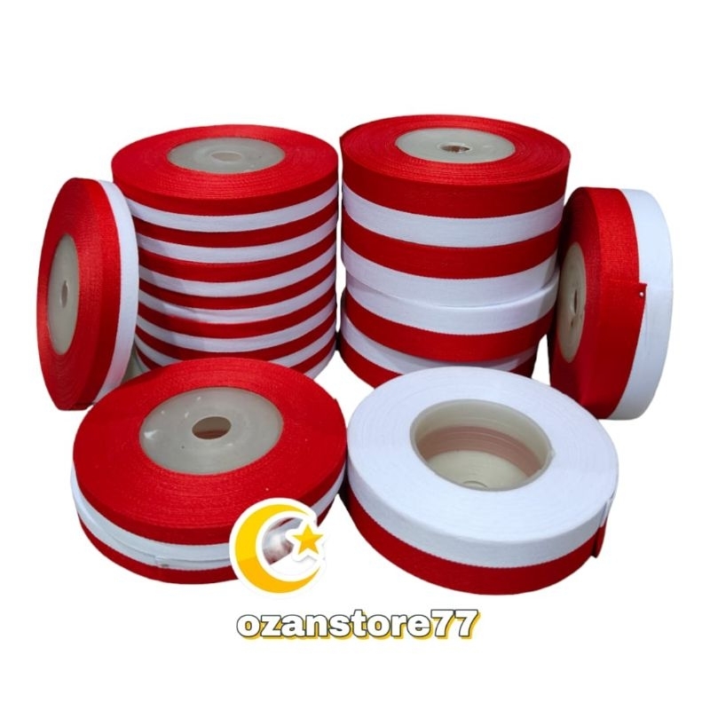 Jual Pita merah putih / Pita satin merah putih 1/2 inch-1 inch | Shopee ...