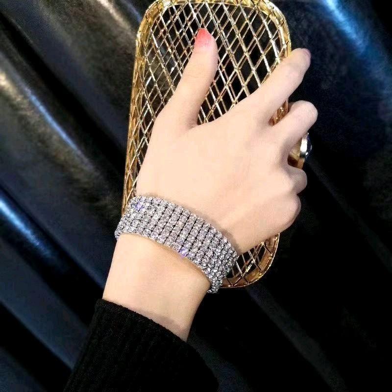 Jual [GL5] 1pc Gelang permata rhinestone karet kilap pesta pengantin ...