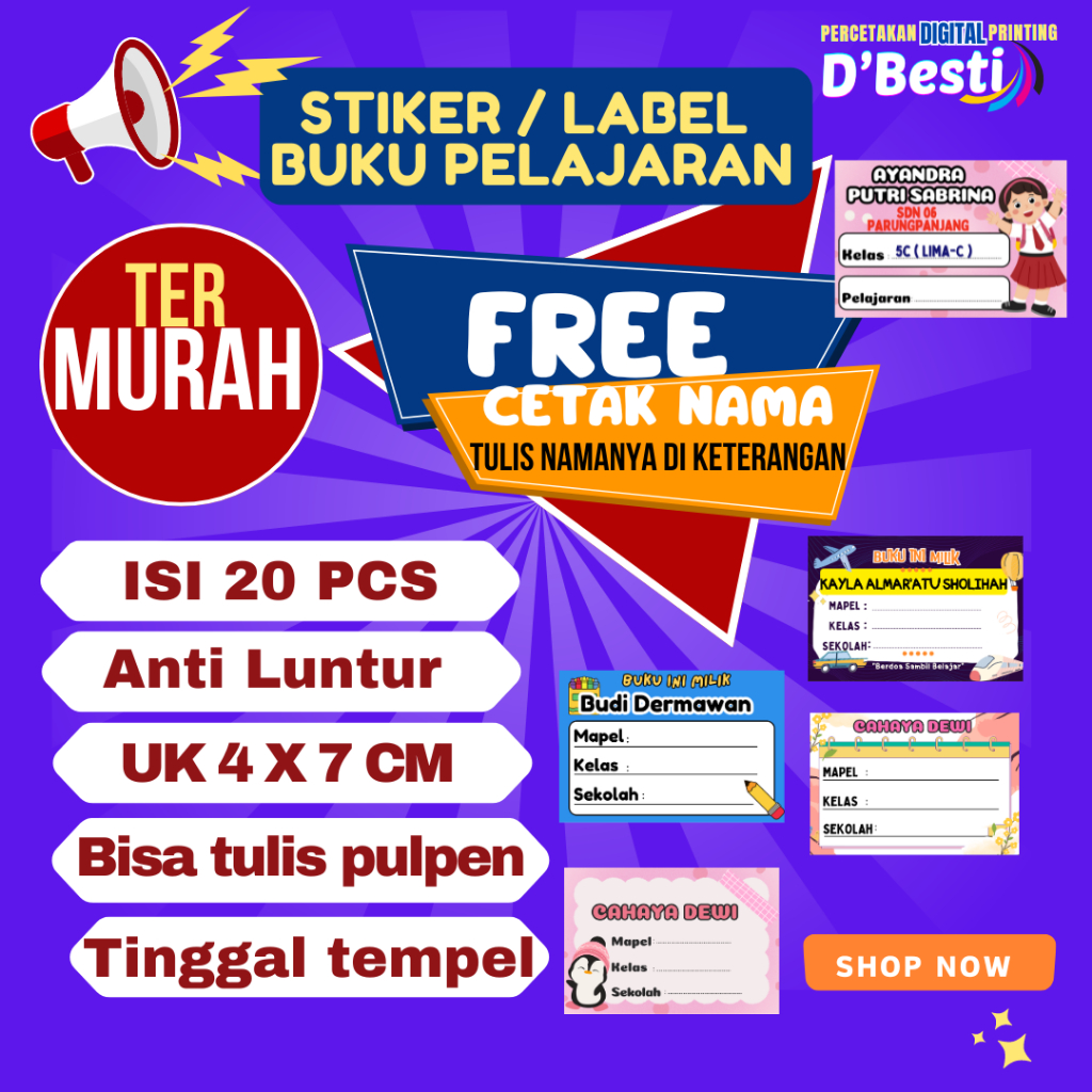 Jual 20 Stiker Mapel - Label Buku Pelajaran Sekolah - Stiker mata ...