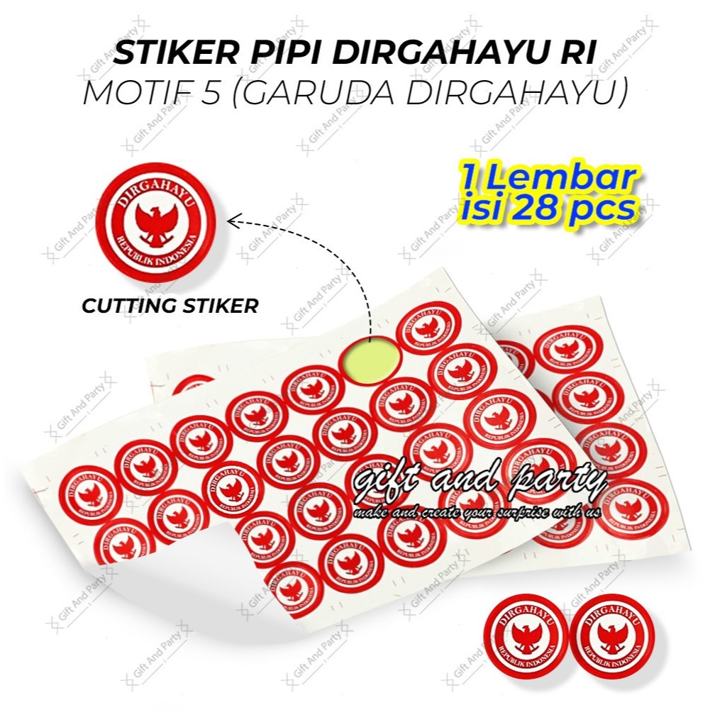 Jual Stiker Pipi Bulat Garuda / Sticker Pipi HUT RI Bulat isi 28 pcs ...