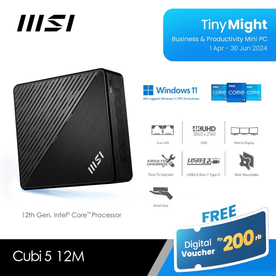Jual MSI Mini Pc Cubi 5 12M Kit FULLSET +WIN 11 +RAM +SSD - Intel Core ...