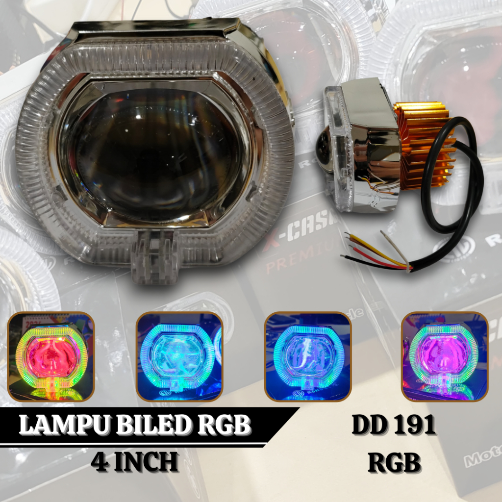 Jual Lampu Projie Biled Led Devil RGB 4 Inch Jauh Dekat Lampu Led RGB 5 ...