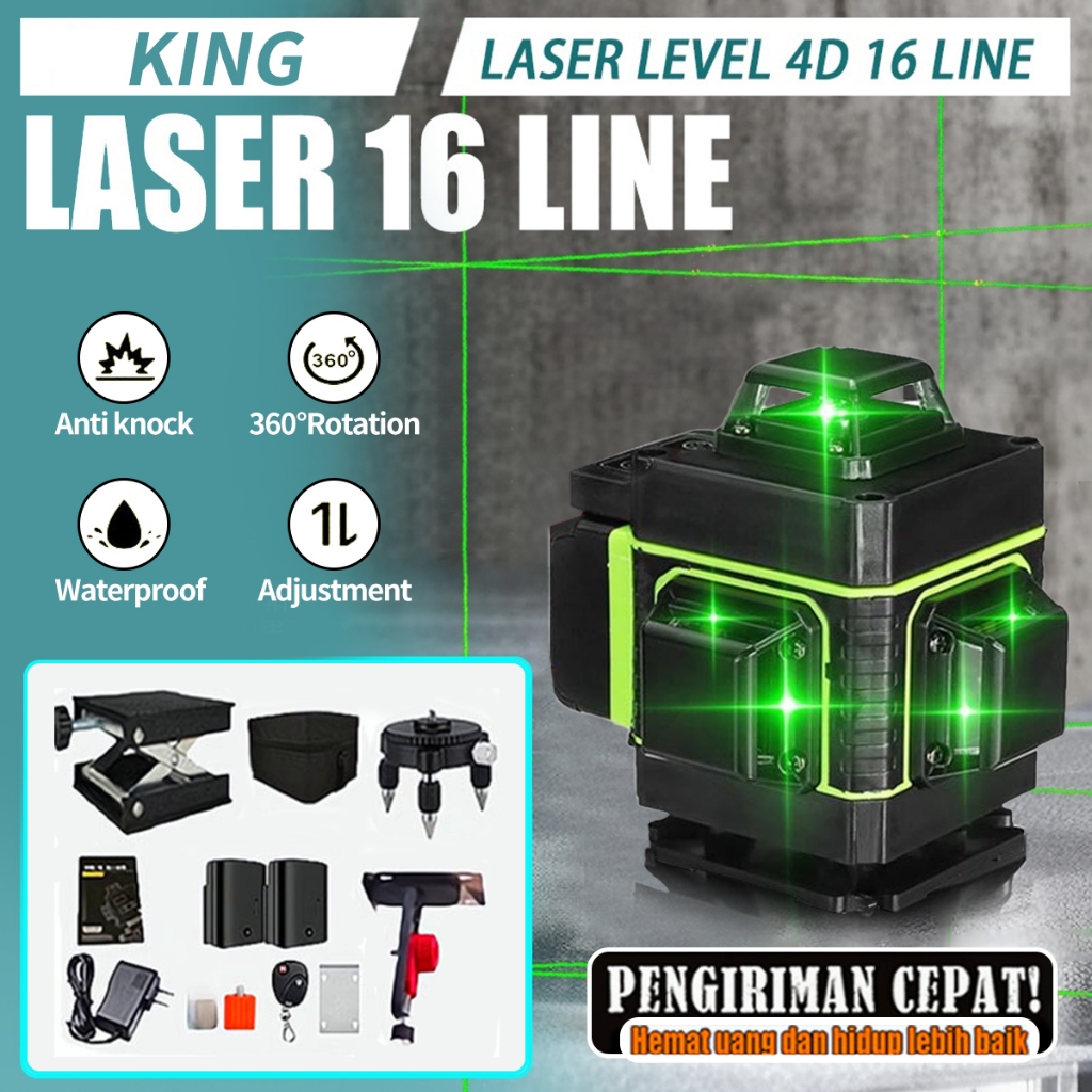 Jual laser bangunan waterpass laser keramik Laser level 4d 16 line 2bat ...