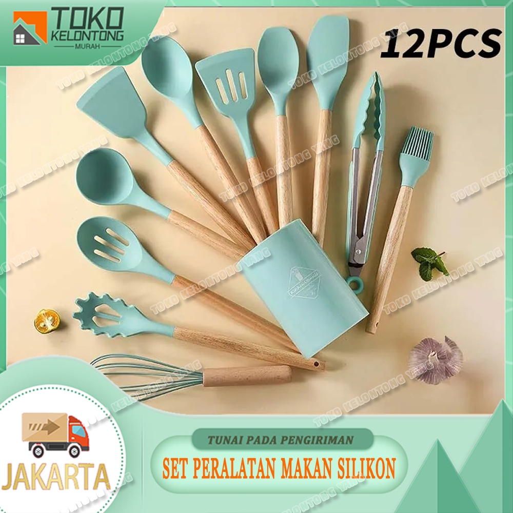 Jual SPATULA SILICONE Set 12 Pcs / SUTIL Silikon Alat Masak UTENSIL ...