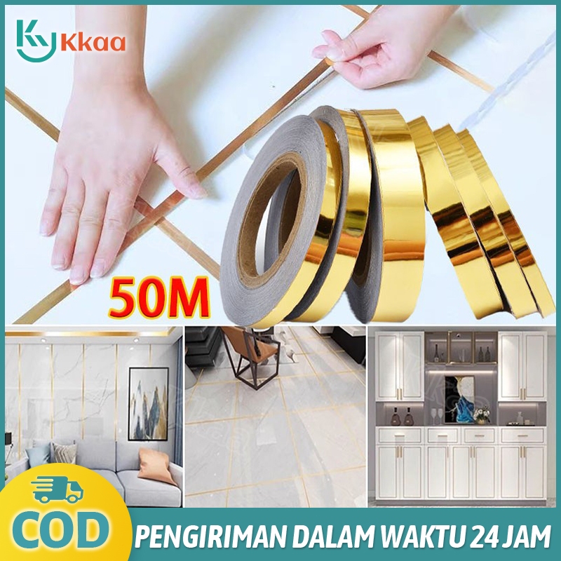 Jual 50M/Roll Gulungan Sticker Dekorasi Lantai Strip/ Gulungan Stiker ...
