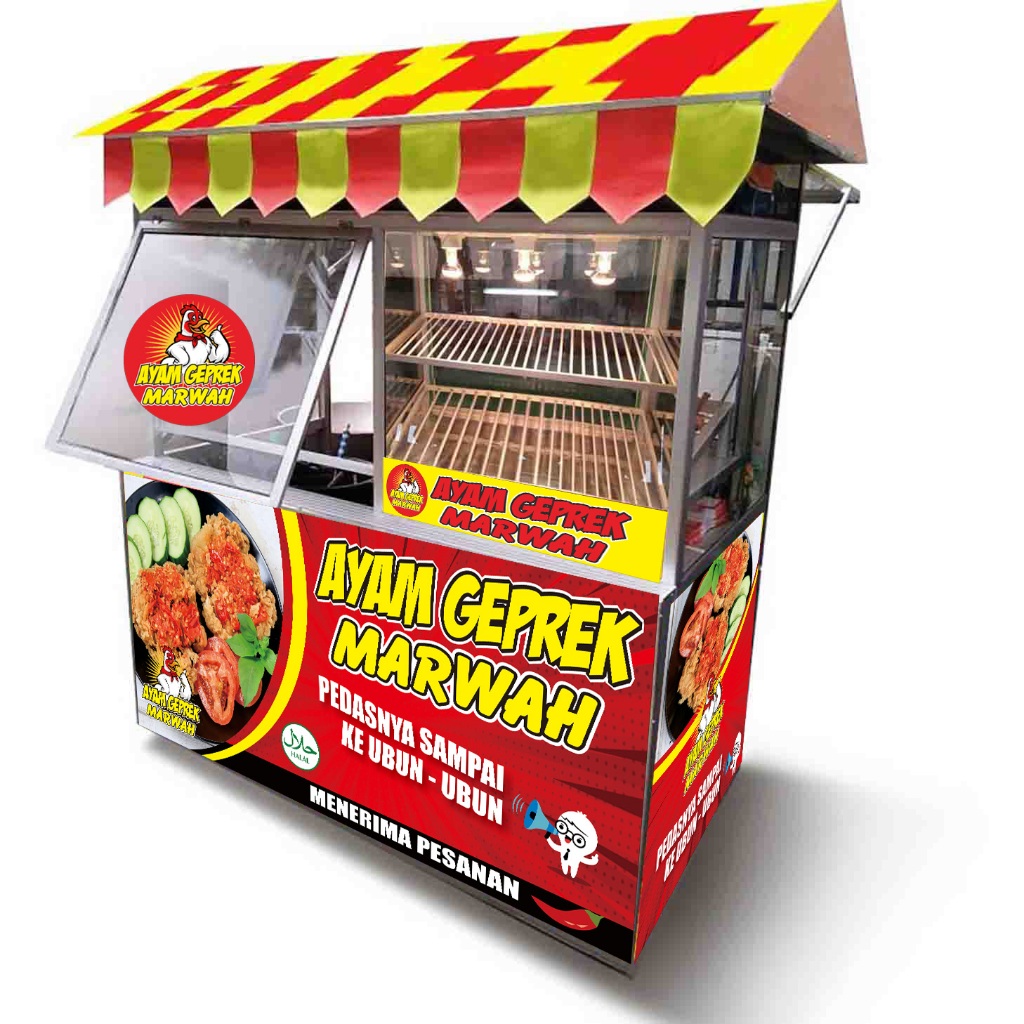 Jual Stiker Booth gerobak jualan Ayam Geprek ( gratis tambah nama ...