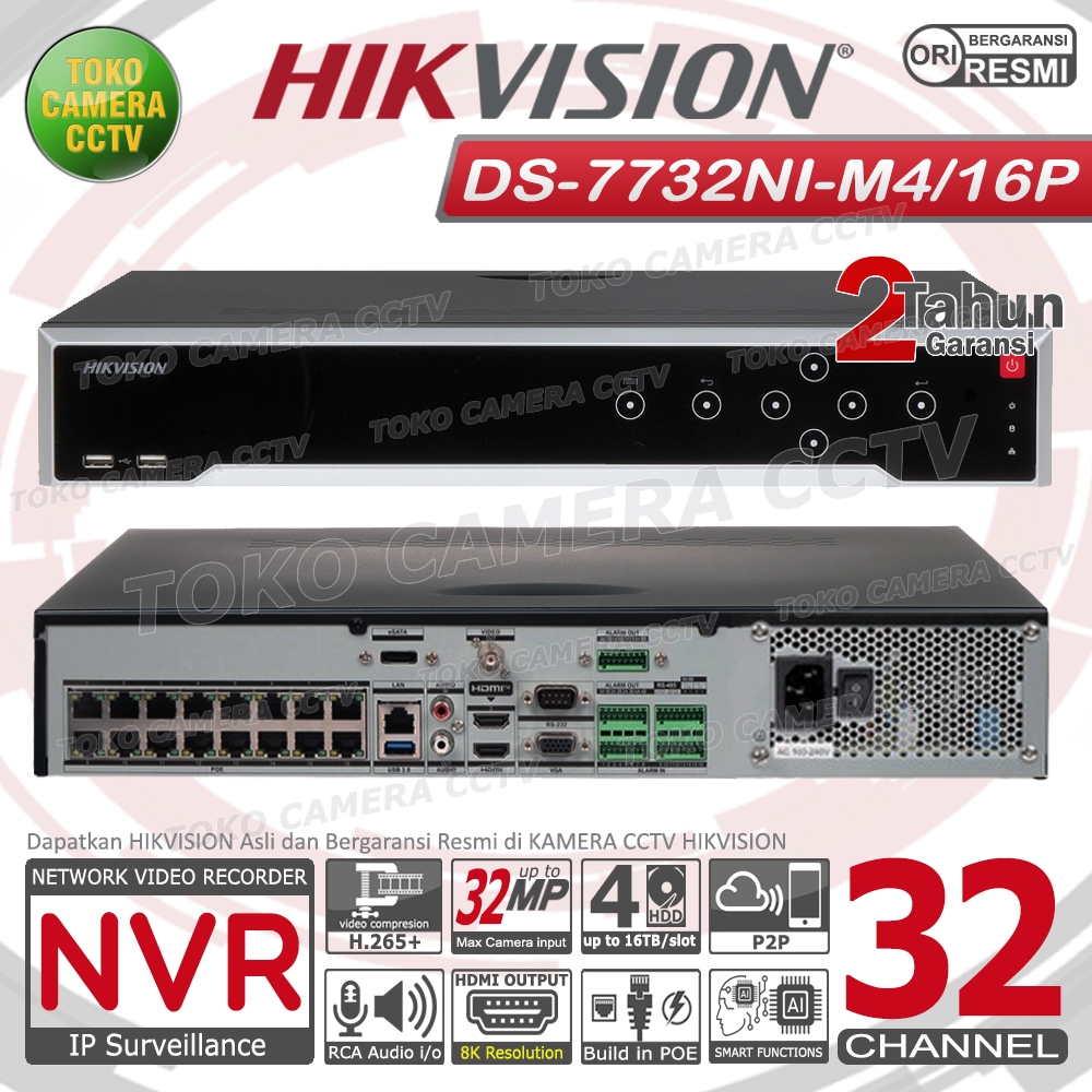 Jual NVR HIKVISION 32 CHANNEL HIKVISION DS-7732NI-M4/16P NVR 4K 32MP ...