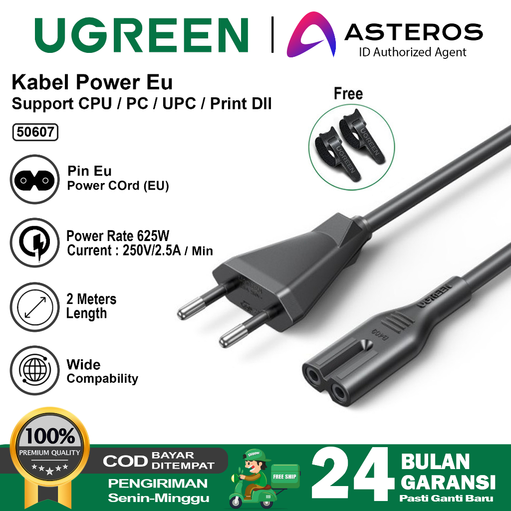 Jual UGREEN Kabel Power Printer / Kabel Angka 8 Ac Cord 2 250V 50607 ...