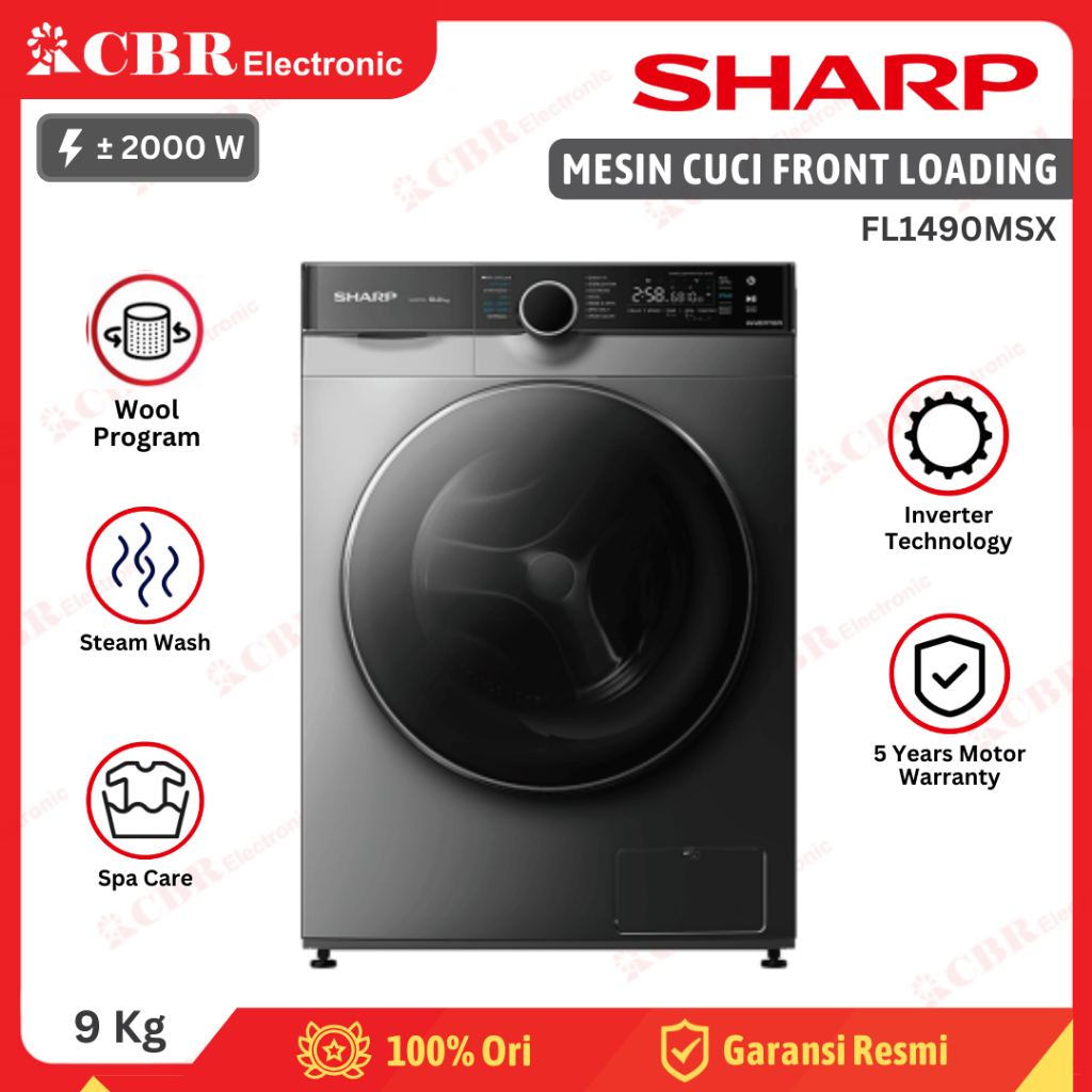 Jual Mesin Cuci SHARP FRONT LOADING 9 KG FL1490MSX | Shopee Indonesia