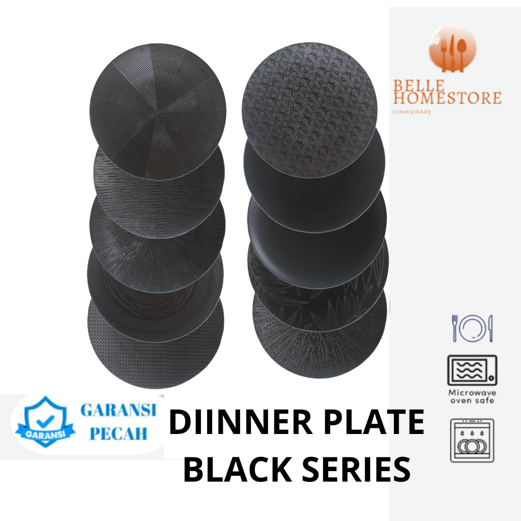 Jual Piring Makan Keramik Motif Estetik Hitam / Black Dinner Plate 27 ...