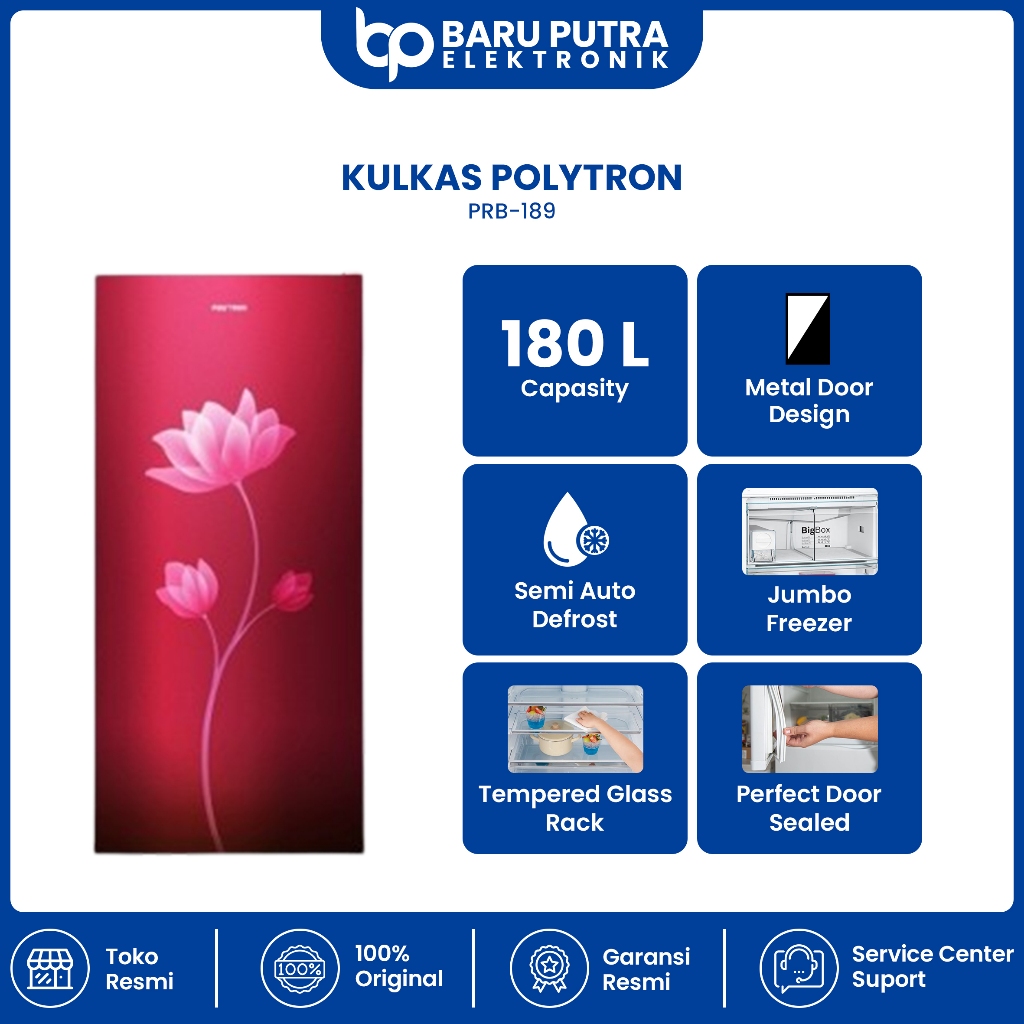Jual Kulkas 1 Pintu Polytron PRB-189 Merah 180Liter Garansi Resmi ...