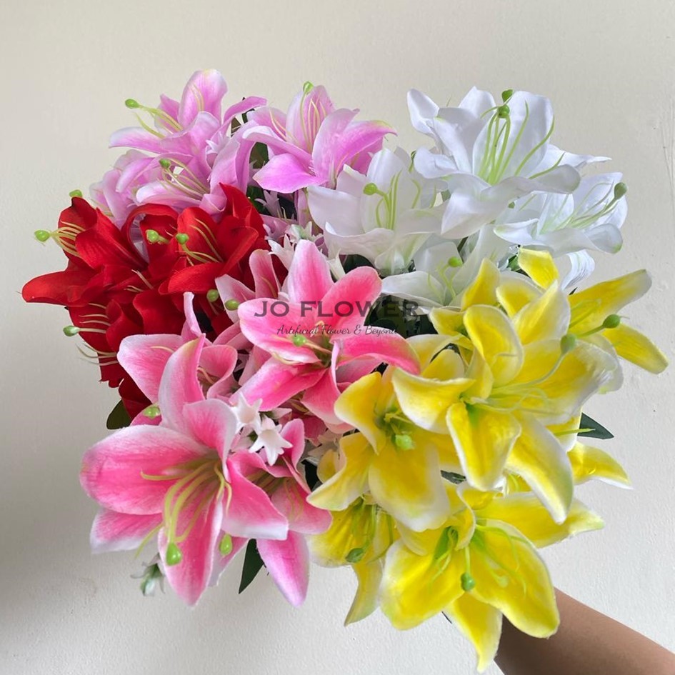 Jual Artificial Bunga Lily Cabang 7 PREMIUM Grade A Bunga Palsu Hiasan ...