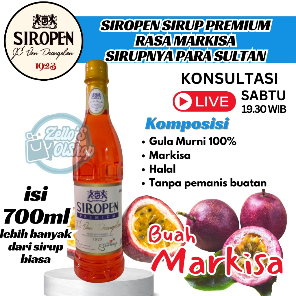 Jual SIRUP PREMIUM SIRUP SULTAN RASA MARKISA 700ML BOTOL ANTI PECAH ...