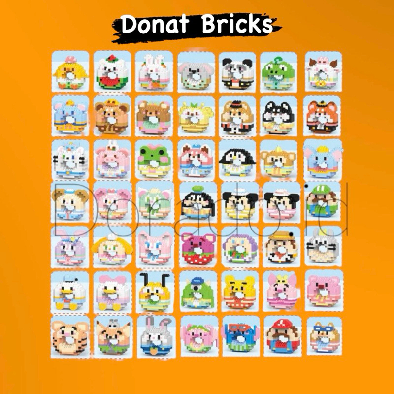 Jual DIY Susun Balok Blok Mini Kartun Bricks Donat Disney Mainan Balok ...