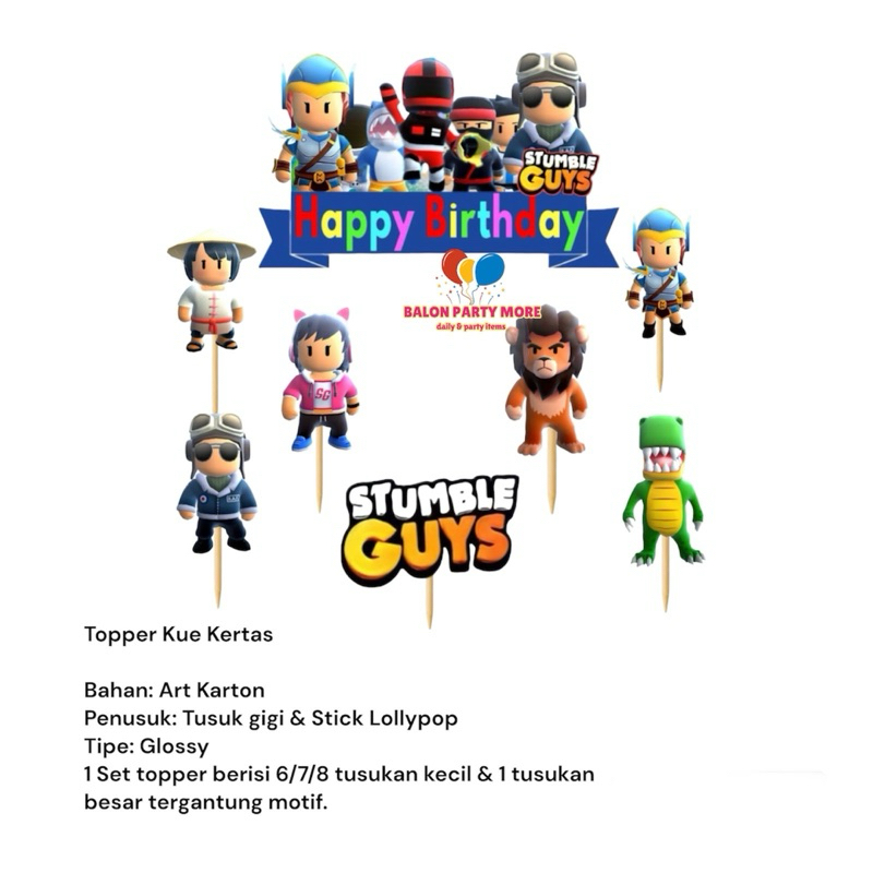 Jual (SET STUMBLE GUYS) TOPPER BAHAN ART PAPER KERTAS HIASAN BUKET ...